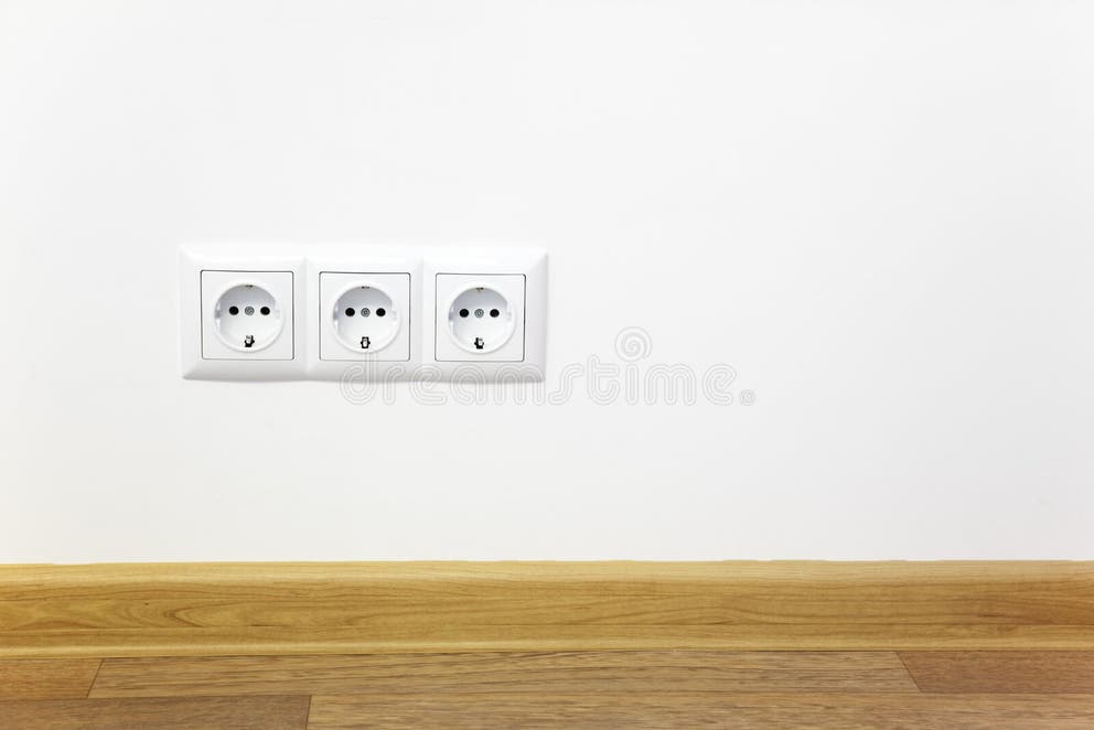Empty Interior White Wall with Power Outlet Stock Photo - Image of ...