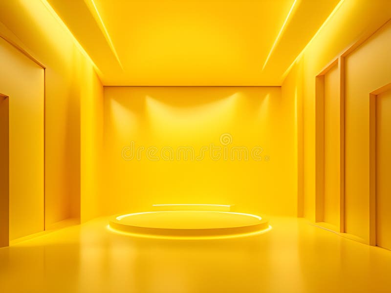 Empty Interior with Yellow Walls and Floor Stock Illustration ...