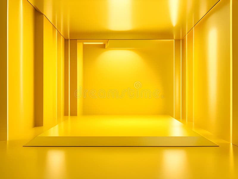 Empty Interior with Yellow Walls and Floor Stock Illustration ...