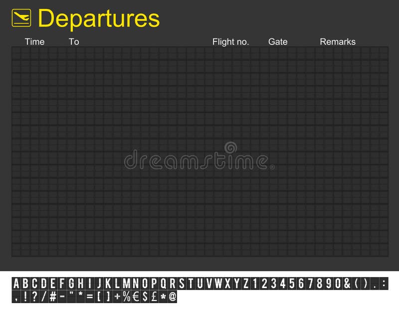 Empty International Airport Departures Board Stock Illustration ...