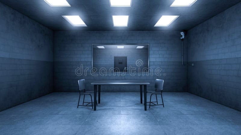 Empty Interrogation Room. 3d Render. Stock Illustration - Illustration of suspect, empty: 344648990