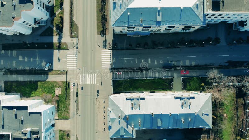 Empty Intersection and City Streets in a Top View Stock Footage - Video ...