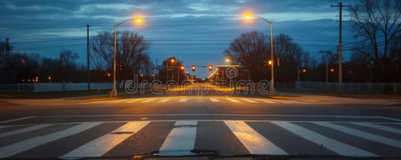 Empty Intersection at Twilight Stock Image - Image of hour ...