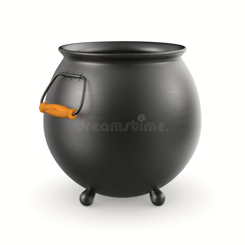 Empty Iron Cauldron on White Background. Isolated 3D Illustration Stock ...