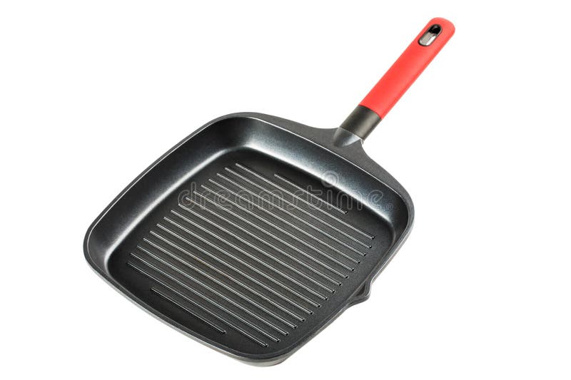 Empty Iron Grill Pan Isolated on White Background Stock Photo - Image ...