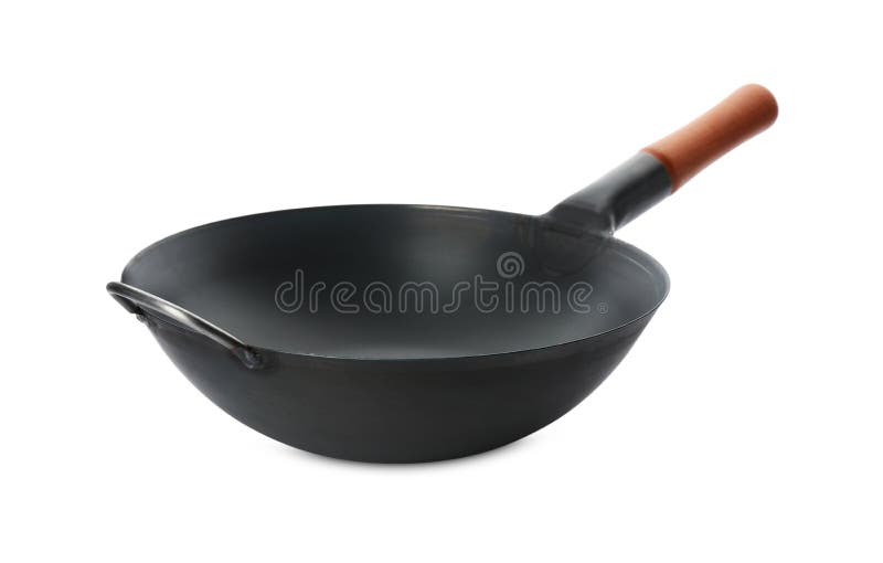 Empty Iron Wok Isolated on White. Chinese Cookware Stock Photo - Image ...