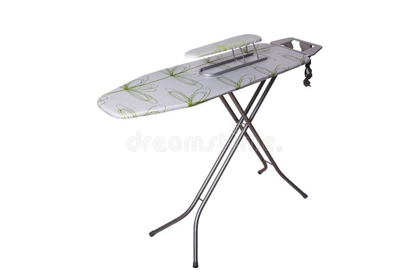 Empty Ironing Board Isolated on White Background. Stock Image - Image ...