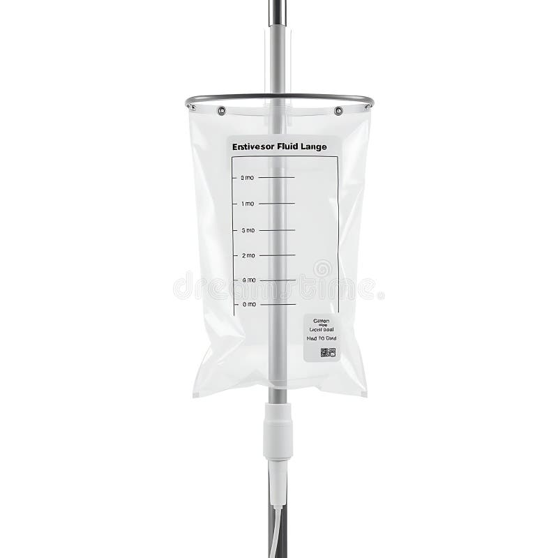 An Empty IV Pole with Hooks for Fluid Bags Isolated on a White ...