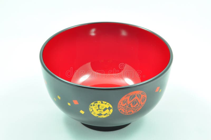 Empty Japanese Red Dot Black Bowl Stock Image - Image of eating, empty ...