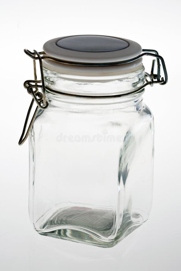 Empty Glass Jar Isolated on a White Background Stock Image - Image of ...