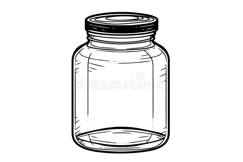 Empty Jar Hand Drawn Ink Sketch. Engraved Vector Illistration. Stock ...