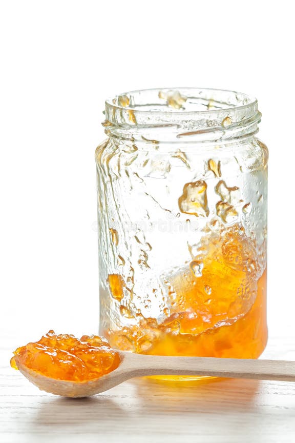 Empty Jar with Peach Orange Jam Stock Image - Image of dessert, glass ...
