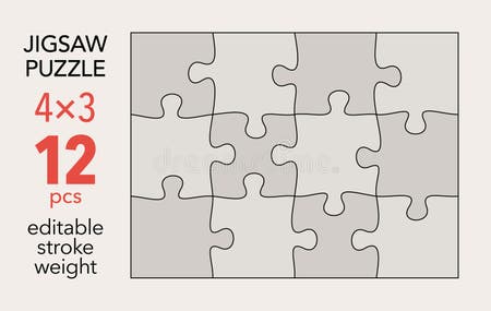 12 Piece Puzzle Template Stock Illustrations – 63 12 Piece Puzzle ...