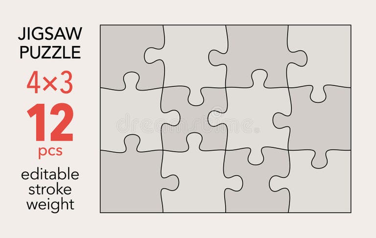 12 Piece Puzzle Template Stock Illustrations – 63 12 Piece Puzzle ...