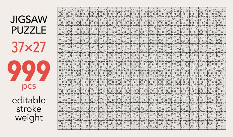 Empty Jigsaw Puzzle Grid Template, 5x4 Shapes, 20 Pieces. Separate ...