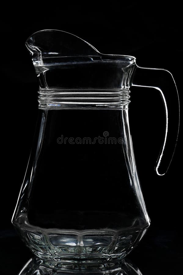 Empty Jug on Black Background Stock Photo - Image of glass, reflection ...