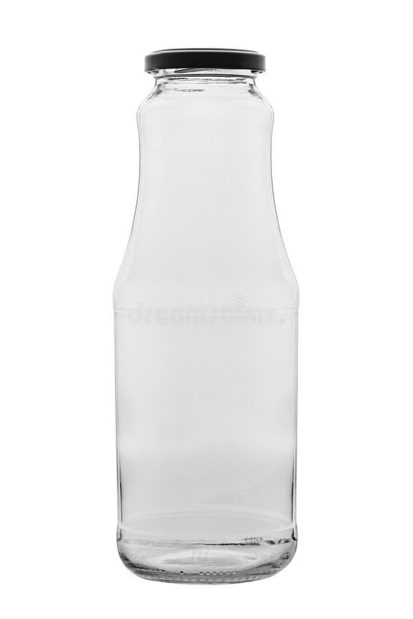 Empty Juice Glass Bottle Isolated on White Background Stock Photo ...