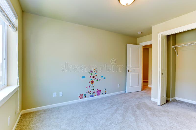 Empty Kids Room with Painted Wall Stock Image - Image of home, painted ...