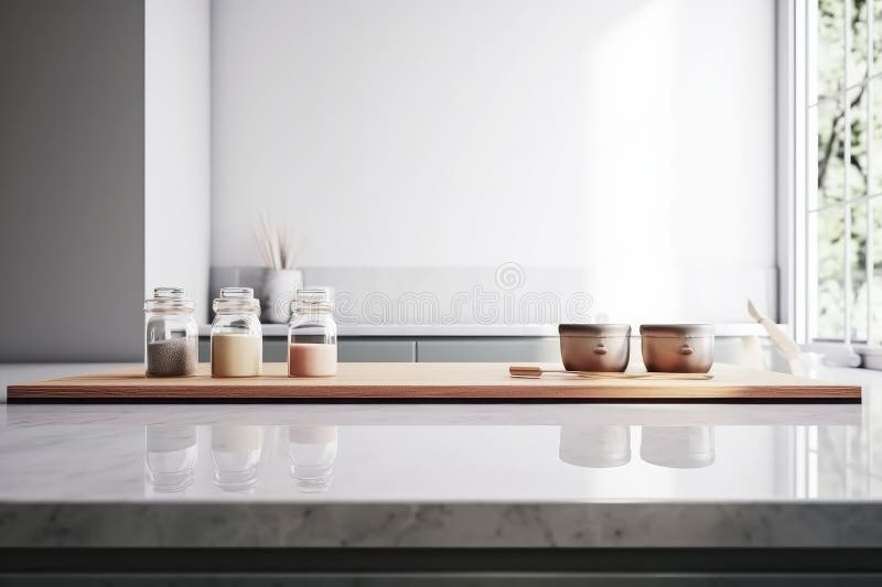 An Empty Kitchen Counter Worktop for Product Display. Generative Ai ...