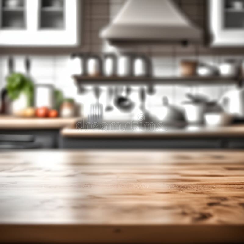 Empty Kitchen Table and Blurred Kitchen Background Stock Illustration ... Empty Kitchen Table and Blurred Kitchen Background Stock Illustration ...