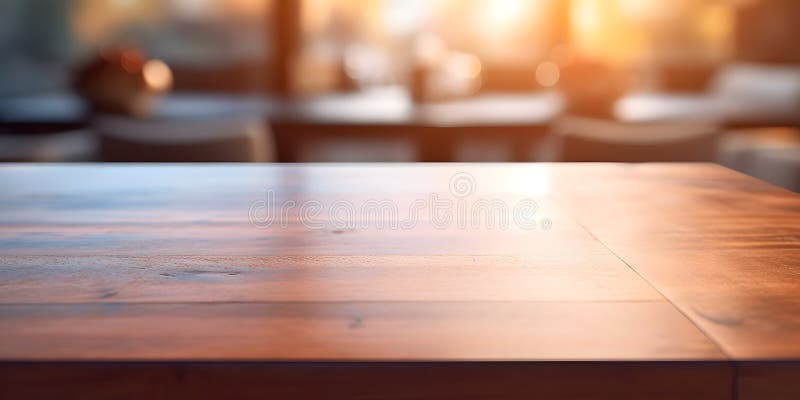 Empty Kitchen Table Mock-up in Early Morning with a Light Blurred ...