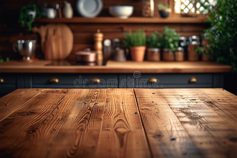 Empty Kitchen Table, Wooden Surface, Inviting for Meals and Gatherings ...