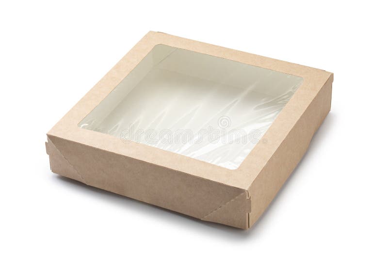 Cardboard Box with Transparent Cover. White Background Stock Image ...