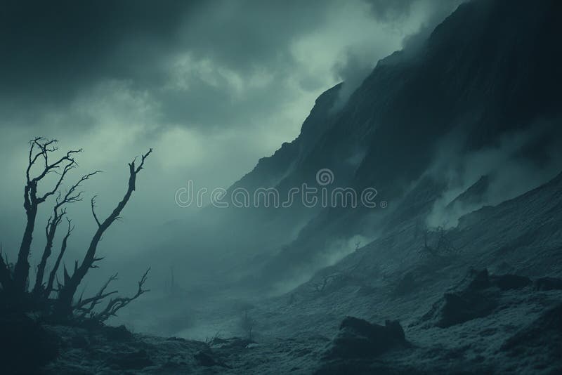 Empty Landscape Covered in Ash after a Volcanic Eruption Stock ...
