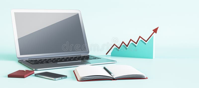 Empty Laptop Computer Monitor, Supplies and Creative Colorful Business ...