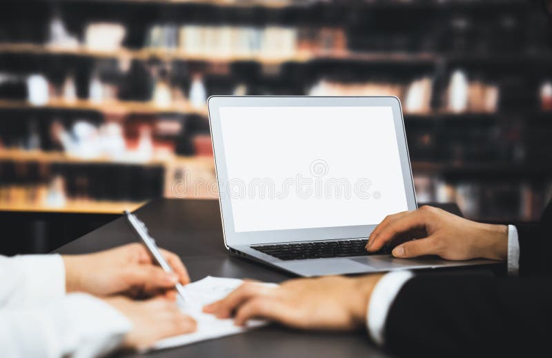 Empty Laptop Computer Screen for Astute Design Mockup on a Table in ...