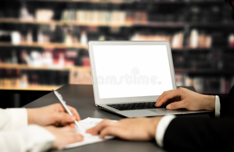 Empty Laptop Computer Screen for Astute Design Mockup on a Table in ...