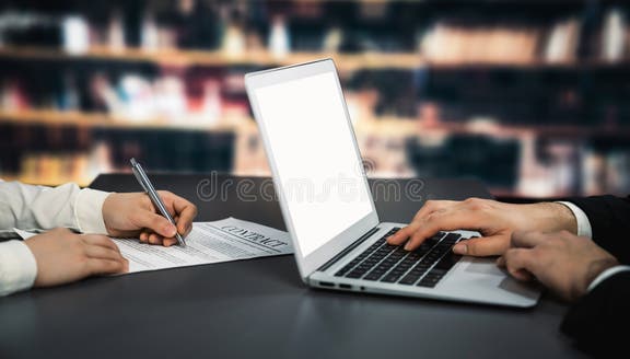Empty Laptop Computer Screen for Savvy Design Mockup on a Table in ...