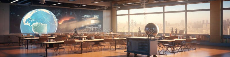 The Classroom of the Future, Empty Stock Illustration - Illustration of ...