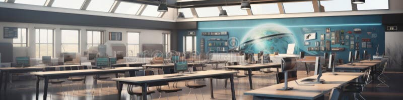 The Classroom of the Future, Empty Stock Illustration - Illustration of ...