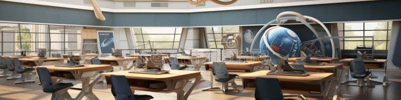 The Classroom of the Future, Empty Stock Illustration - Illustration of ...