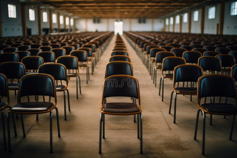 An Empty Large Concert Hall with Black Chairs Stock Illustration ...