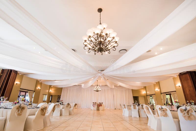 Empty Large Decorated Wedding Hall Stock Image - Image of design ...