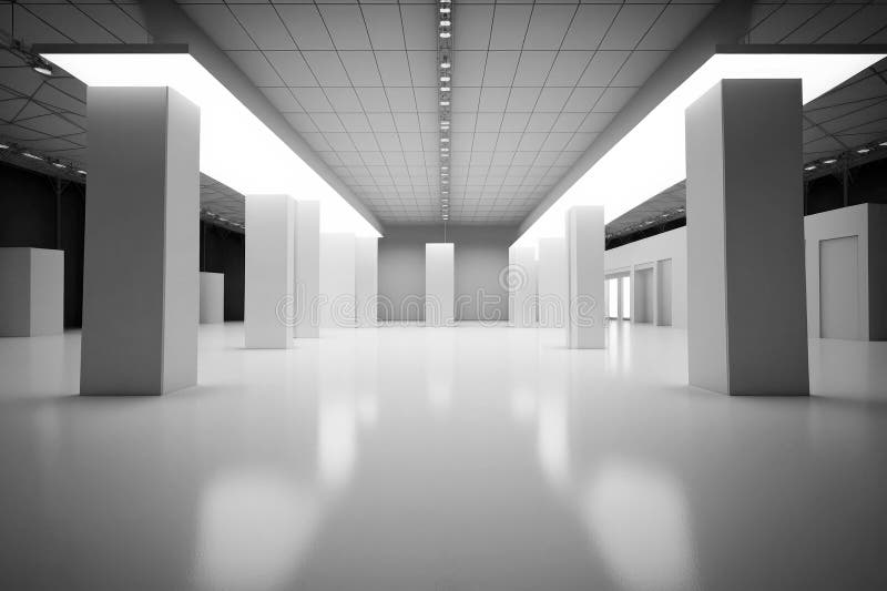 Empty Large Exhibition Hall Created with Generative AI Technology Stock ...