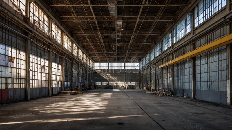 Empty Large Factory Workshop Space Building Stock Image - Image of ...
