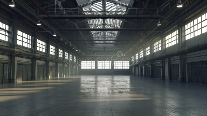 Empty Large Factory Workshop Space Building Stock Image - Image of ...