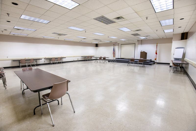 Large Empty Commercial Media Room Stock Photo - Image of work, stage ...