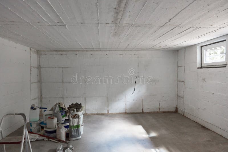 Empty Large Room in Basement of Family House Stock Photo - Image of ...