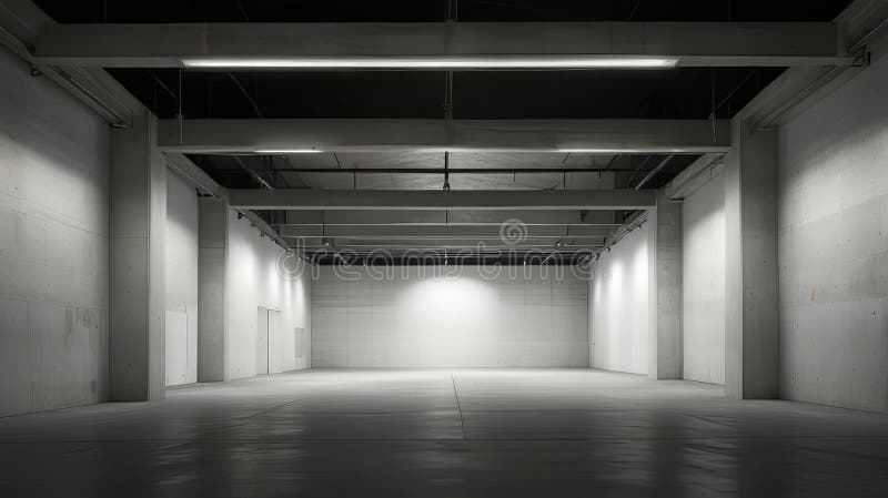 Empty Large Space with White Ceilings and Black Walls. the Floor is of ...