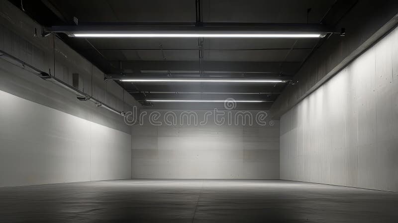 Empty Large Space with White Ceilings and Black Walls. the Floor is of ...