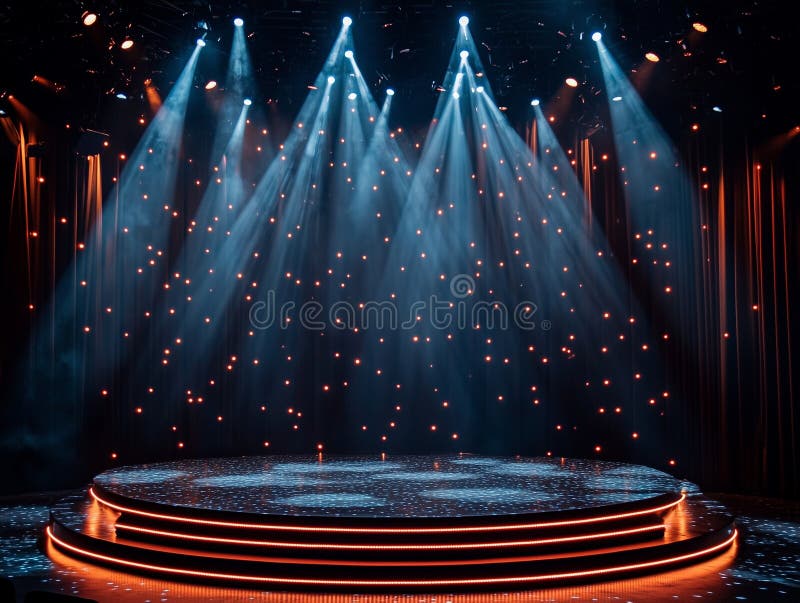 Empty Large Stage with Dramatic Lighting Effect, Epic Shining Down in ...
