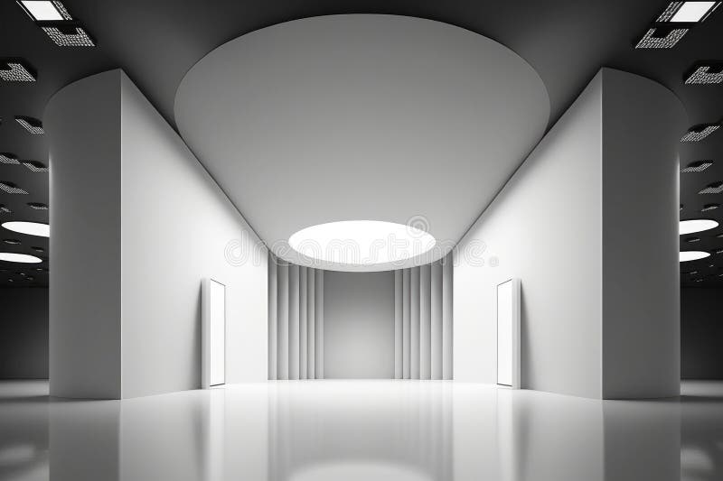 Empty Large White Scene in Exhibition Hall for Your Presentation Design ...