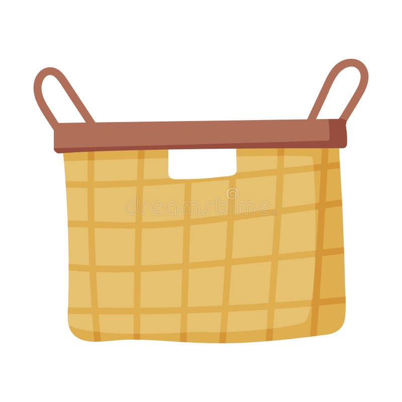Empty Laundry Basket or Hamper with Side Handle Vector Illustration ...