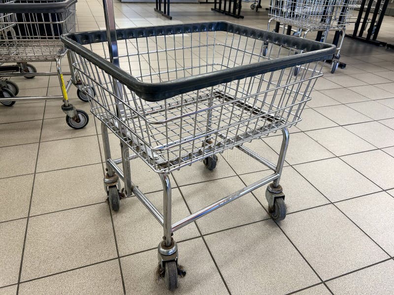 Empty Laundry Cart in a Laundromat Stock Image - Image of modern ...