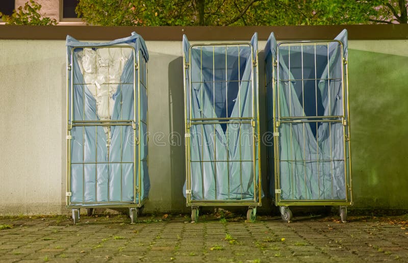 Empty Laundry Carts from a Hotel in Dim Light Stock Image - Image of ...