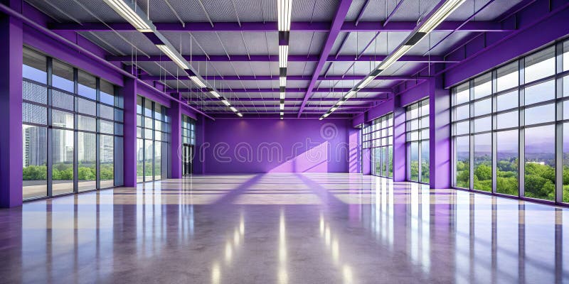 Empty Lavender Hallway Mockup Modern Exhibition Space Design ...